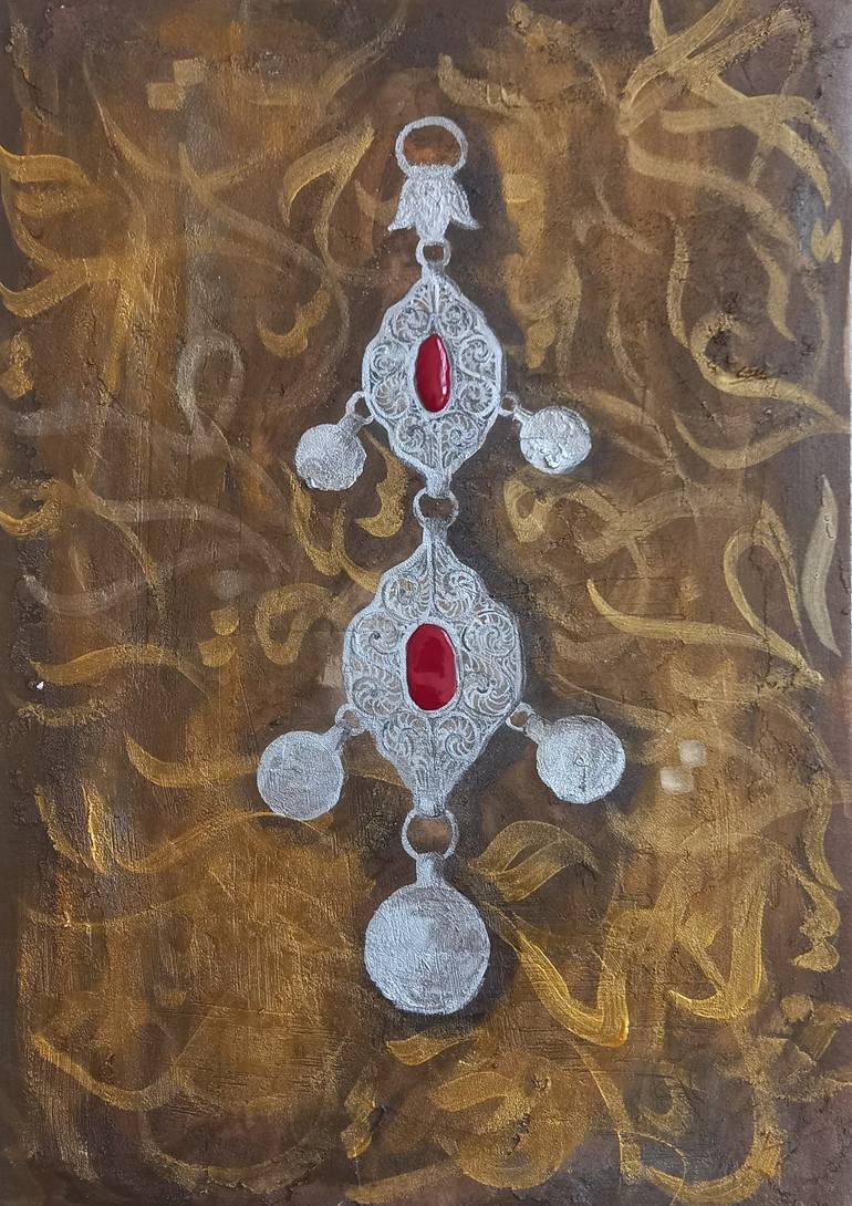 Calligraphy painting, modern calligraphy, ethnic jewelry Painting by ...