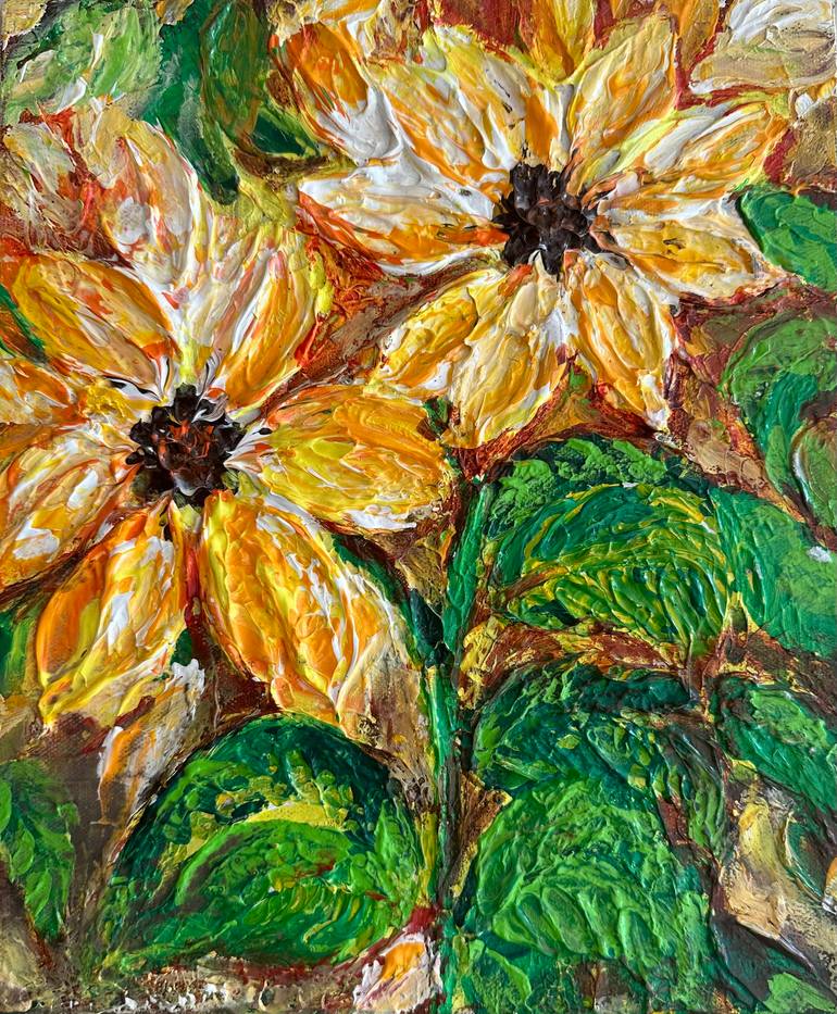 Sunflower Symphony Painting by Dimple Lakhani | Saatchi Art