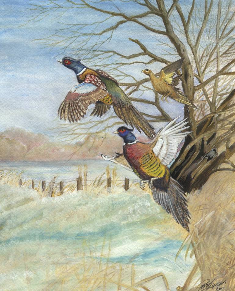 pheasants rising Painting by George Parkinson | Saatchi Art