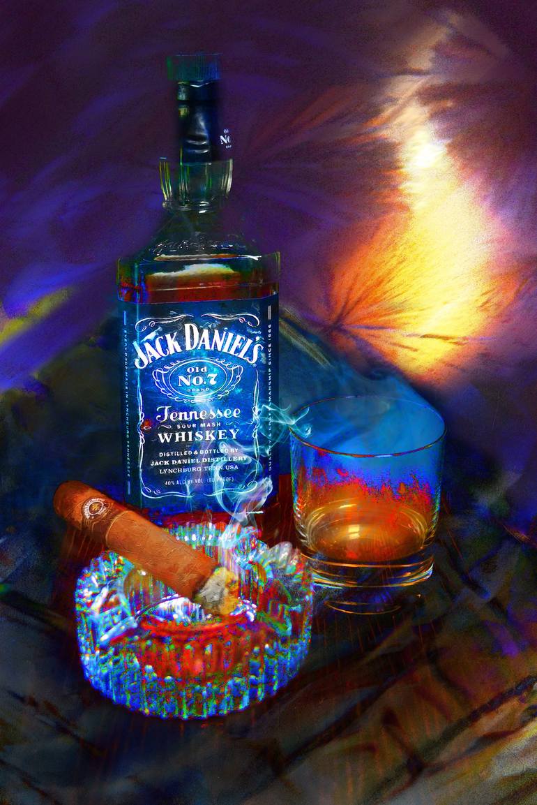 Abstract Wall Art Jack Daniels Painting On Canvas Mixed Media by ...