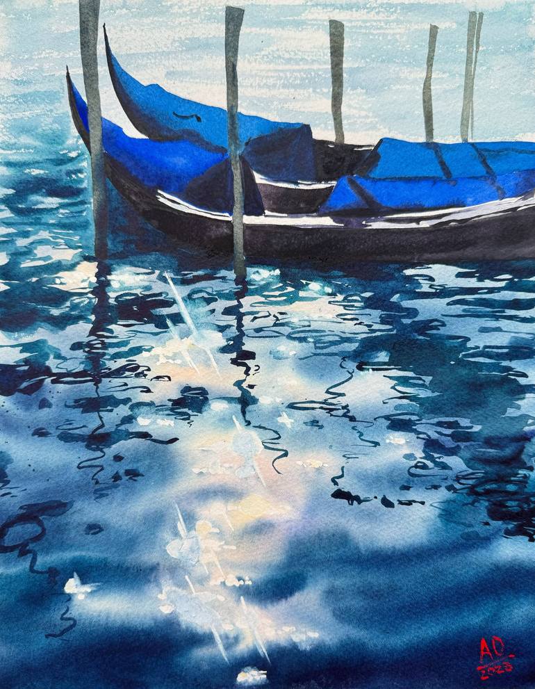 Venice #2 - original sunny water blue sea cityscape Painting by Anna Ostapenko | Saatchi Art