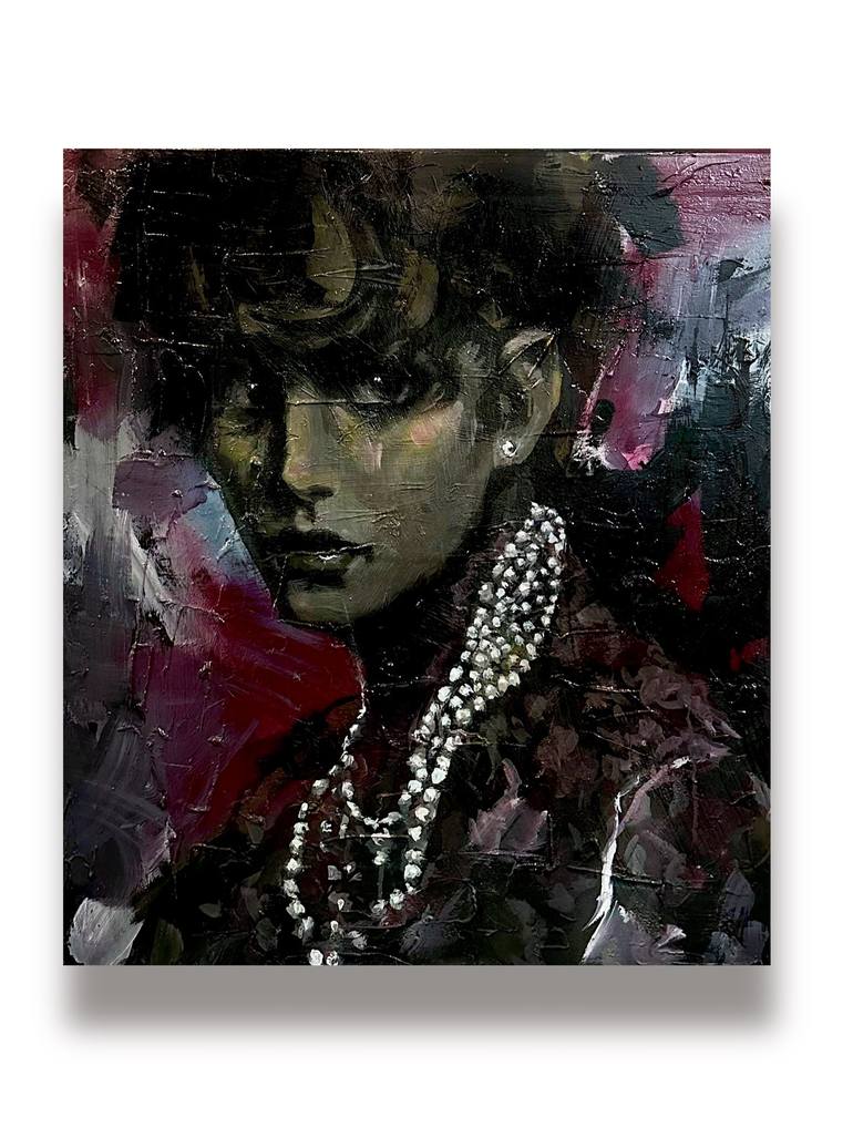 A girl in pearls Drawing by Max Borisov | Saatchi Art