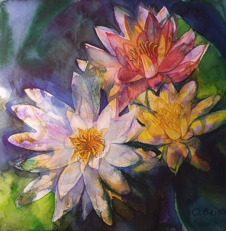 Lotus Painting by Olga Brink Art | Saatchi Art