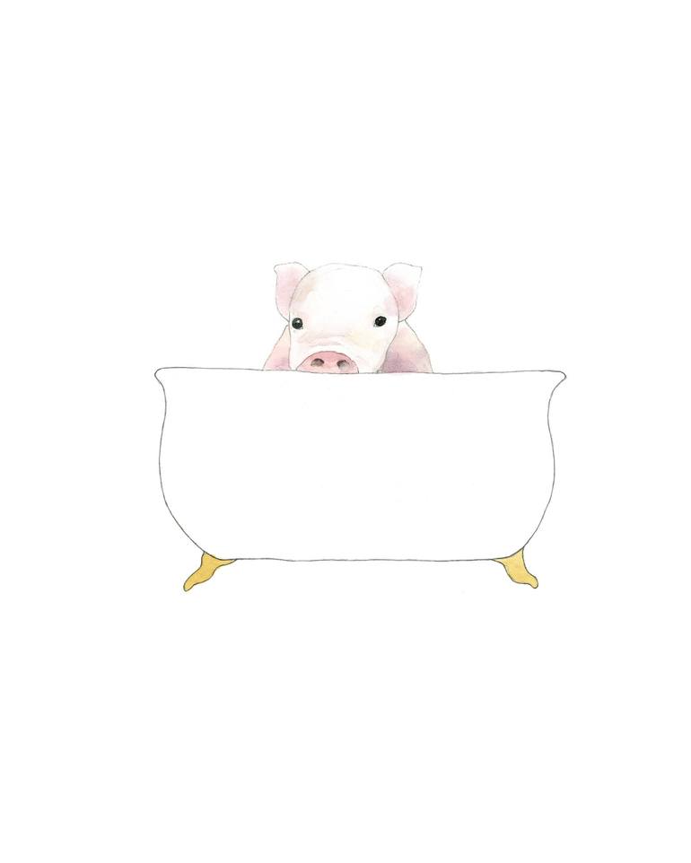 Baby Pig in Bathtub Painting by Hannah Crouch | Saatchi Art