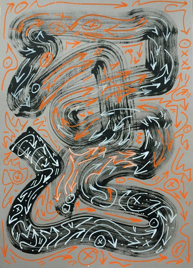 Orange arrow era Drawing by Maksym Skvortsov | Saatchi Art