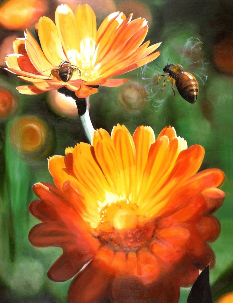 Calendula Painting by James Knowles | Saatchi Art