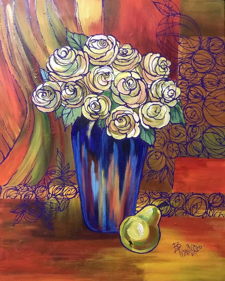 Vase with roses - from the collection Art Nouveau Painting by Ivana ...