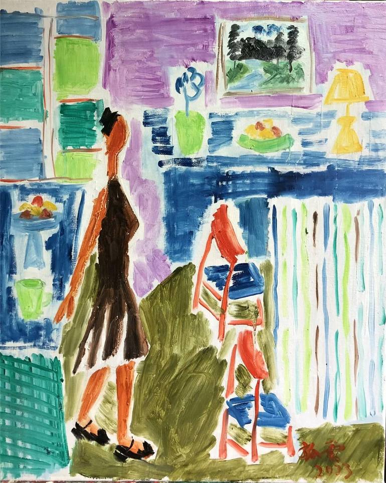 《褐色长裙》g Painting by sheng lu | Saatchi Art