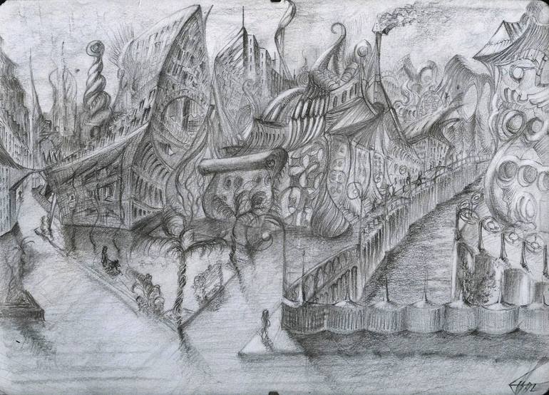 Metropolis Drawing by Hego Eisol | Saatchi Art