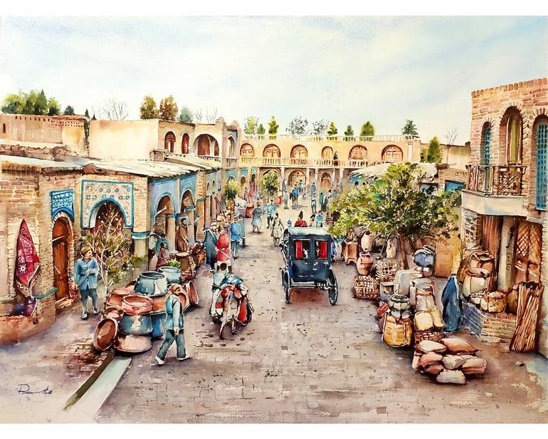 Traditional Bazaar of ancient Iran Painting by Pantea Ghorbani ...