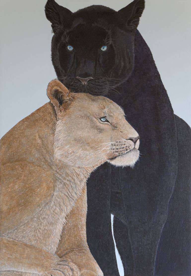 Panther und Leopard Painting by Olena Sischka | Saatchi Art