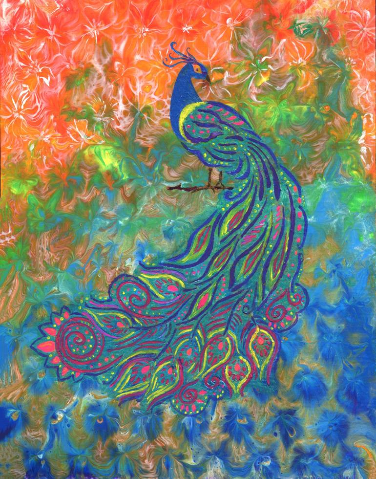 Peacock Magic Painting by Viktor Brovkovych | Saatchi Art