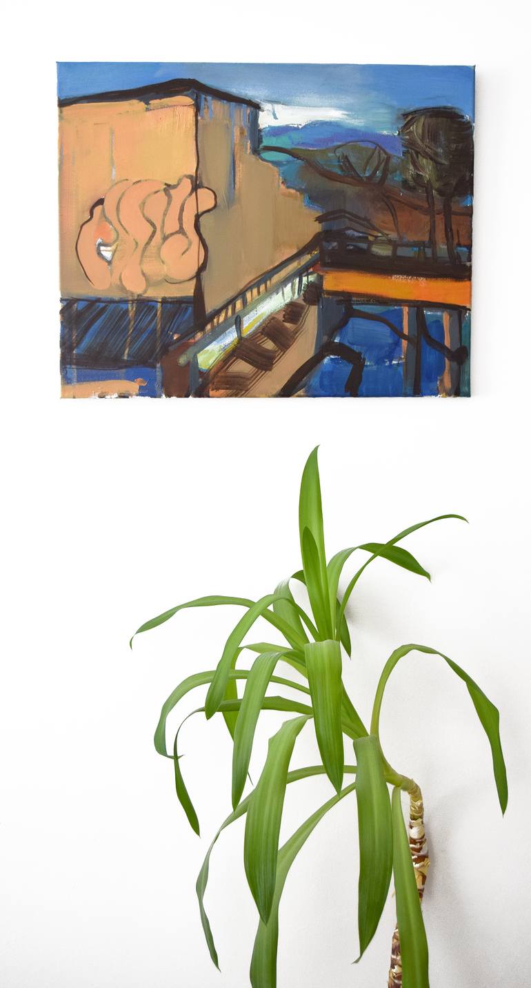 Urban landscape with graffiti Painting by Asta Kulikauskaitė | Saatchi Art