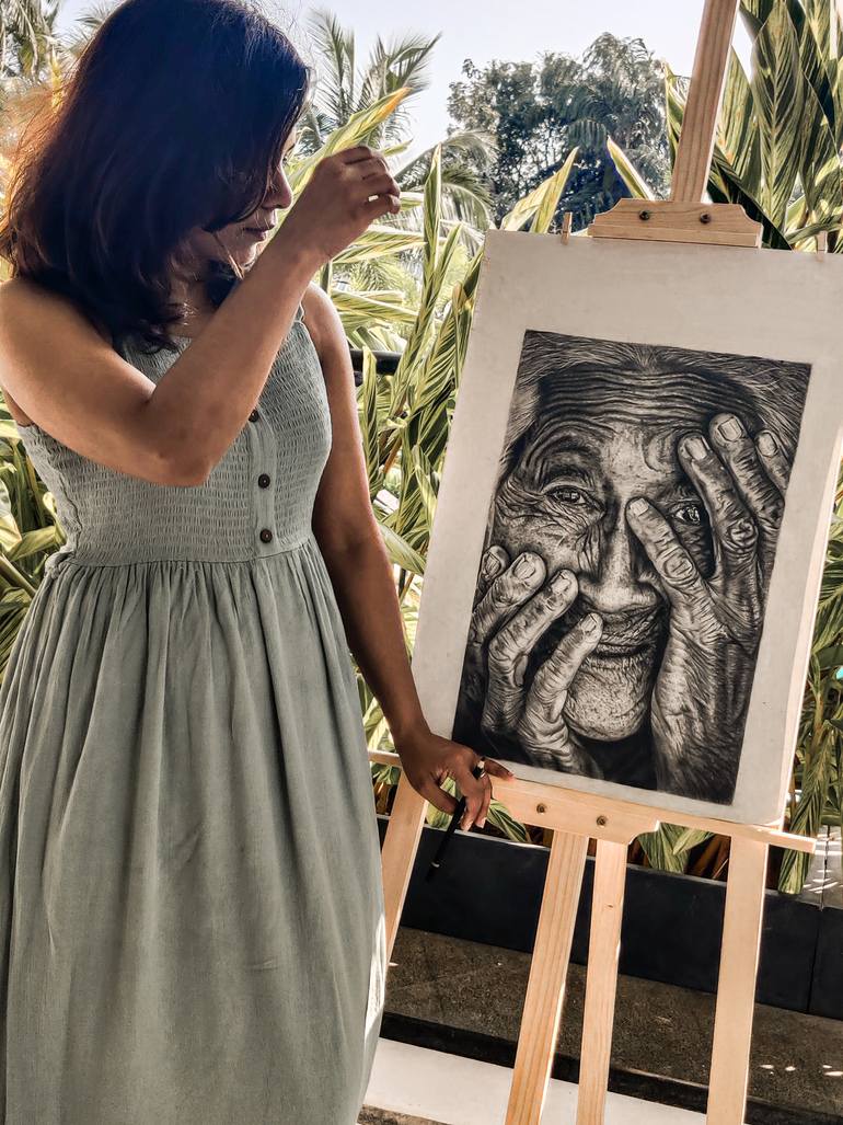 Emotions : Hyper realistic charcoal art Drawing by Prathibha Sunny ...
