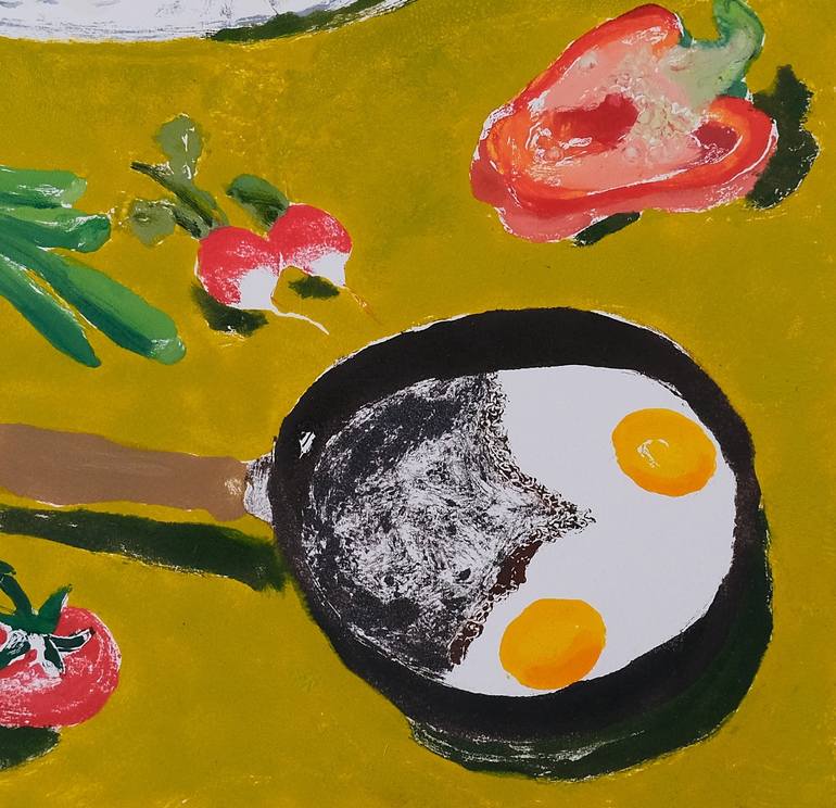Still life with sunflowers and fish Painting by Anna Barnard | Saatchi Art