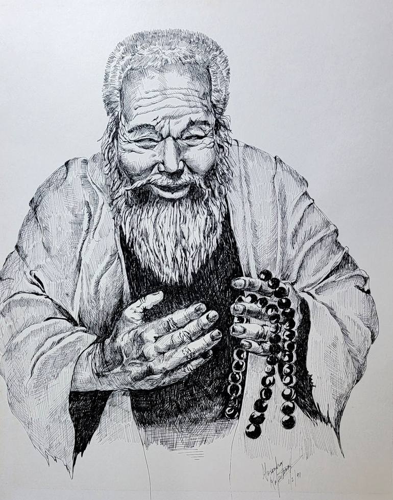 Zen Master Drawing by Alejandro Kapetanakis | Saatchi Art