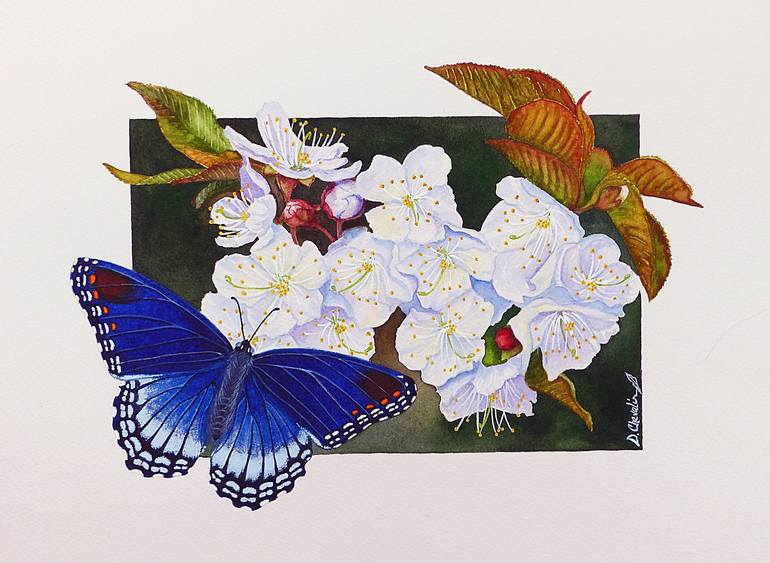 Red Spotted Purple and Wild Cherry Painting by Debbie Petersen ...