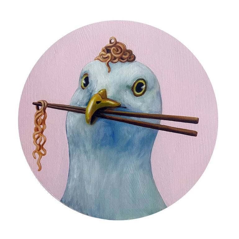 Ramen Seagull Painting by The Arty Pigeon Project | Saatchi Art