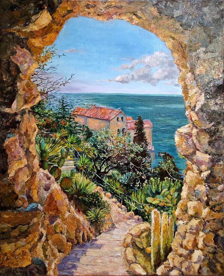 Exotic garden in Eze Painting by Olha Vasyshcheva | Saatchi Art