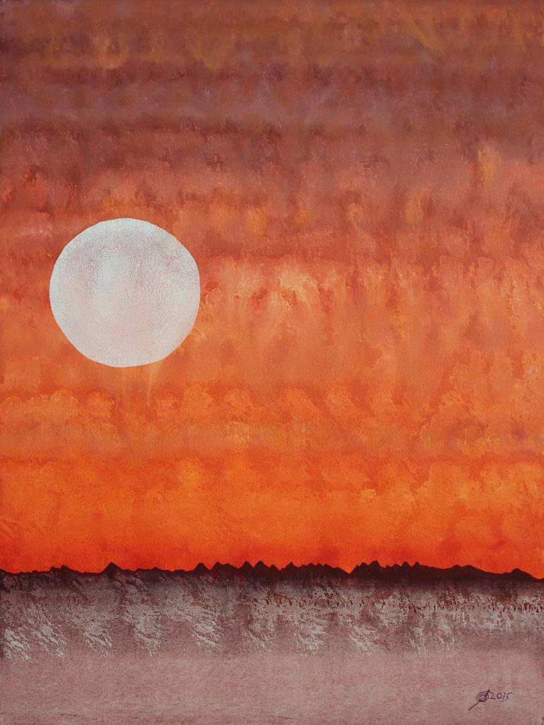 Moon over Mojave Painting by Sol Luckman | Saatchi Art