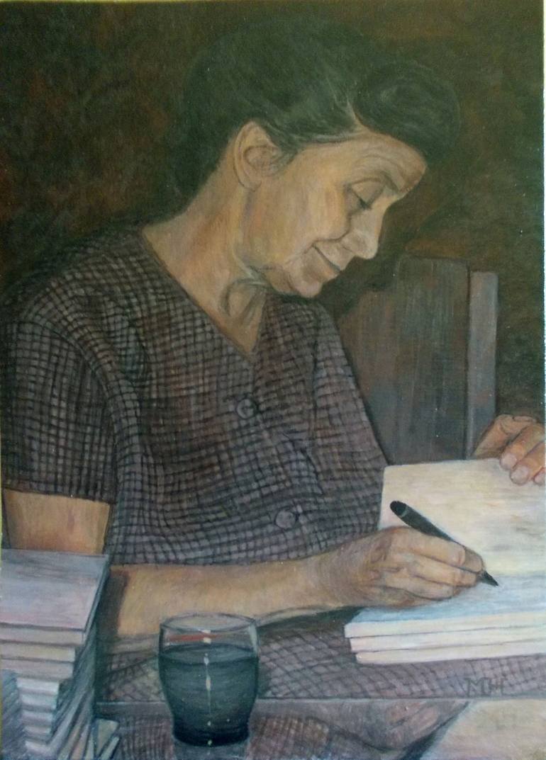 Poet Signing Books(Desanka Maksimovic/Десанка Максимовић) Painting by ...