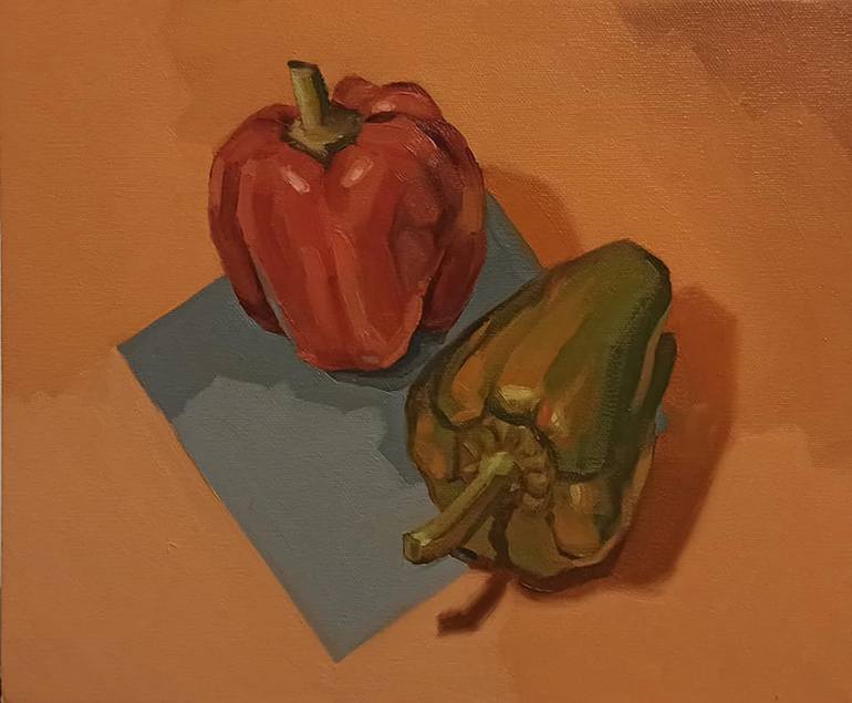 Red and Green Pepper Painting by Sachith De Silva | Saatchi Art