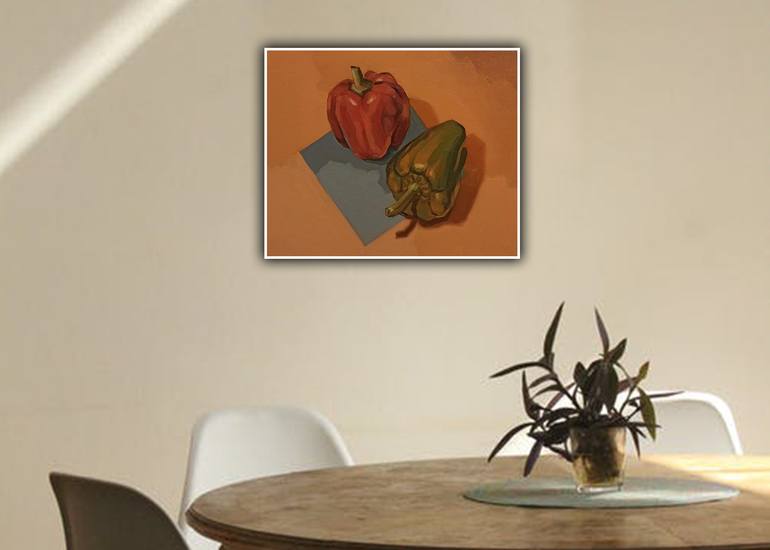 Red and Green Pepper Painting by Sachith De Silva | Saatchi Art
