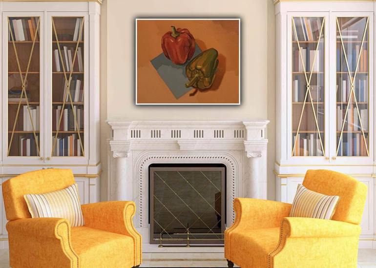 Red and Green Pepper Painting by Sachith De Silva | Saatchi Art