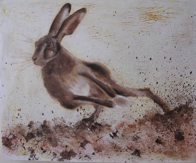 Hare Running Painting by Diana Bunyan | Saatchi Art