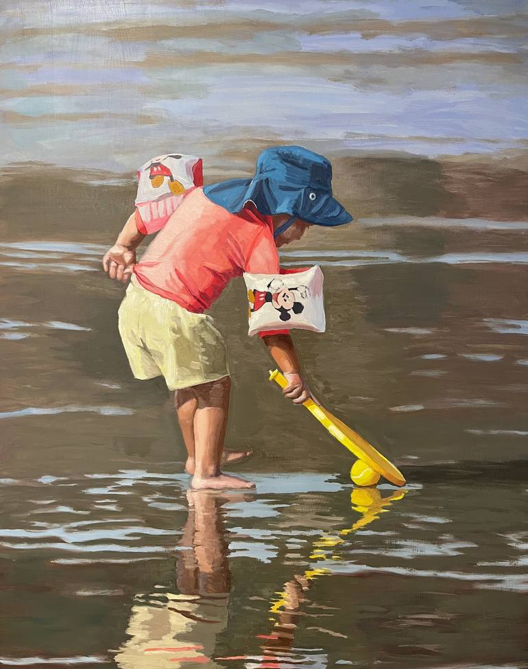 First tennis match Painting by Alexander Lomas Alvarez | Saatchi Art