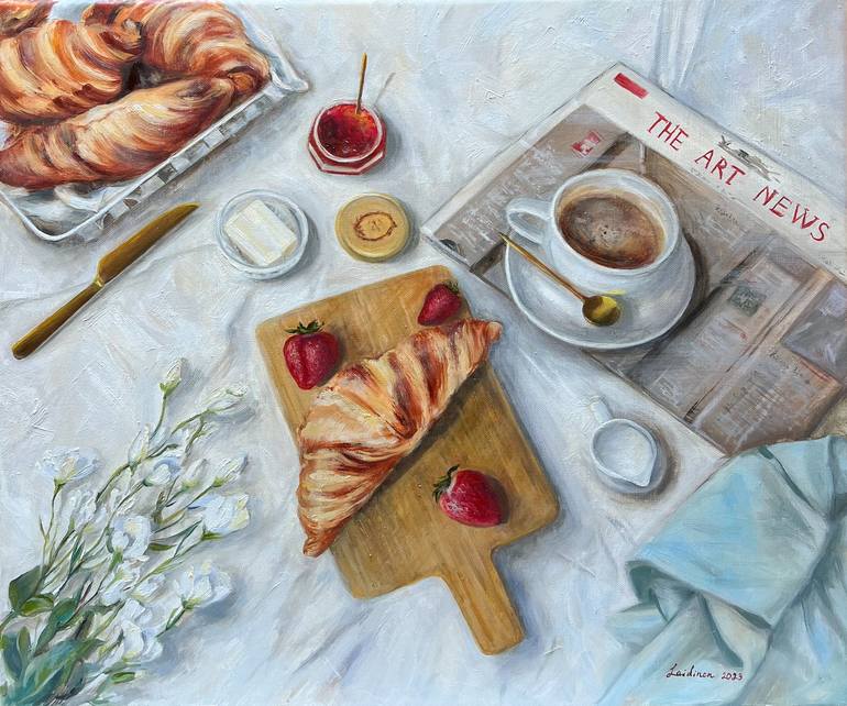 French breakfast original oil painting in realism style Painting by ...