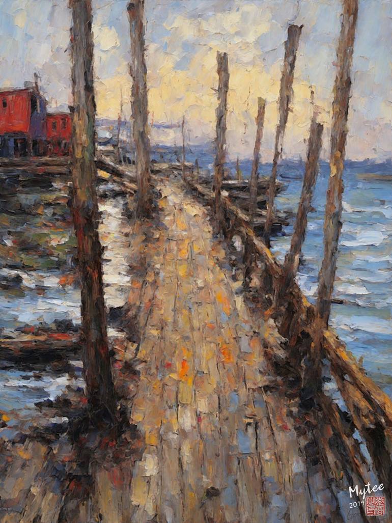 Wooden Pier Painting by Mytee T | Saatchi Art