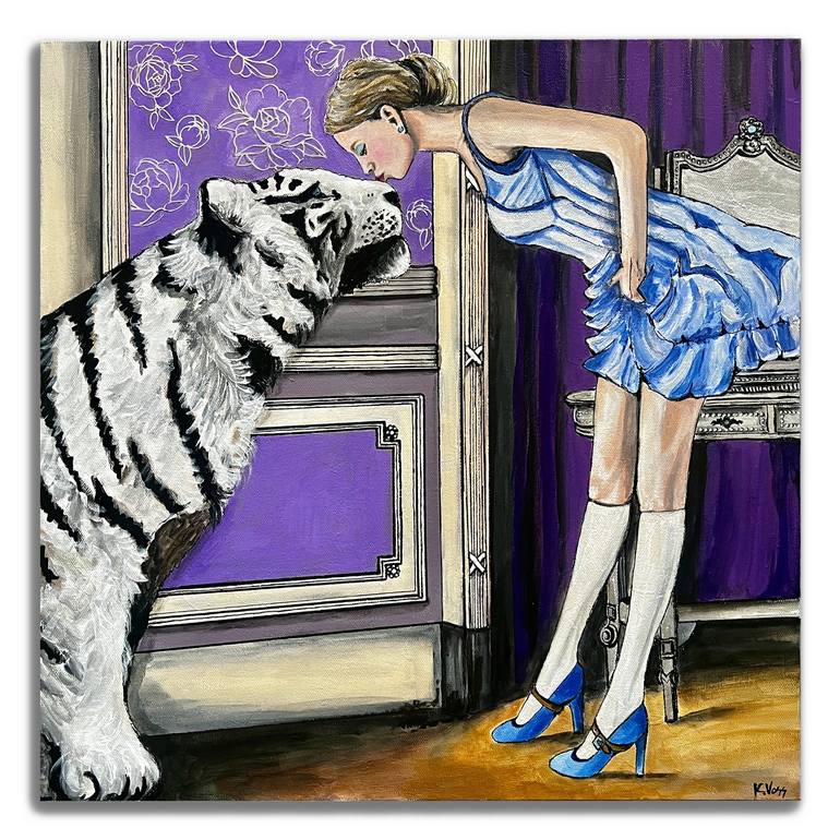 Roxy The White Tiger Painting by Kristin Voss | Saatchi Art