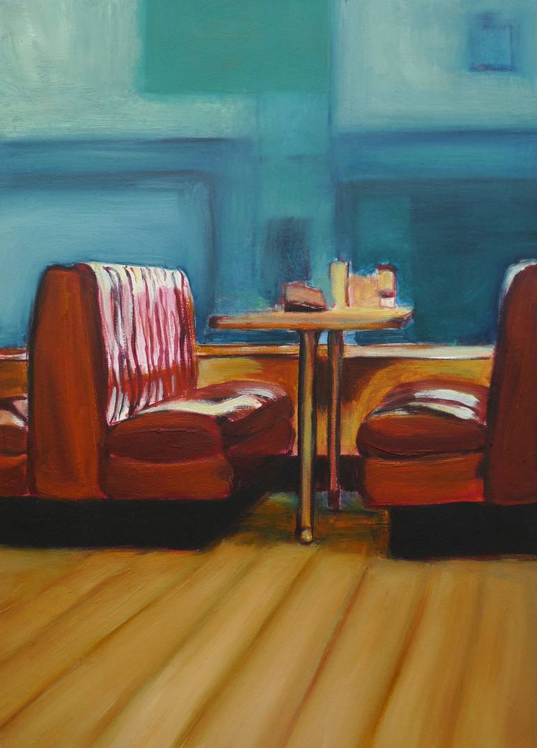Red Banquette Painting by Sarah Ann Mitchell | Saatchi Art