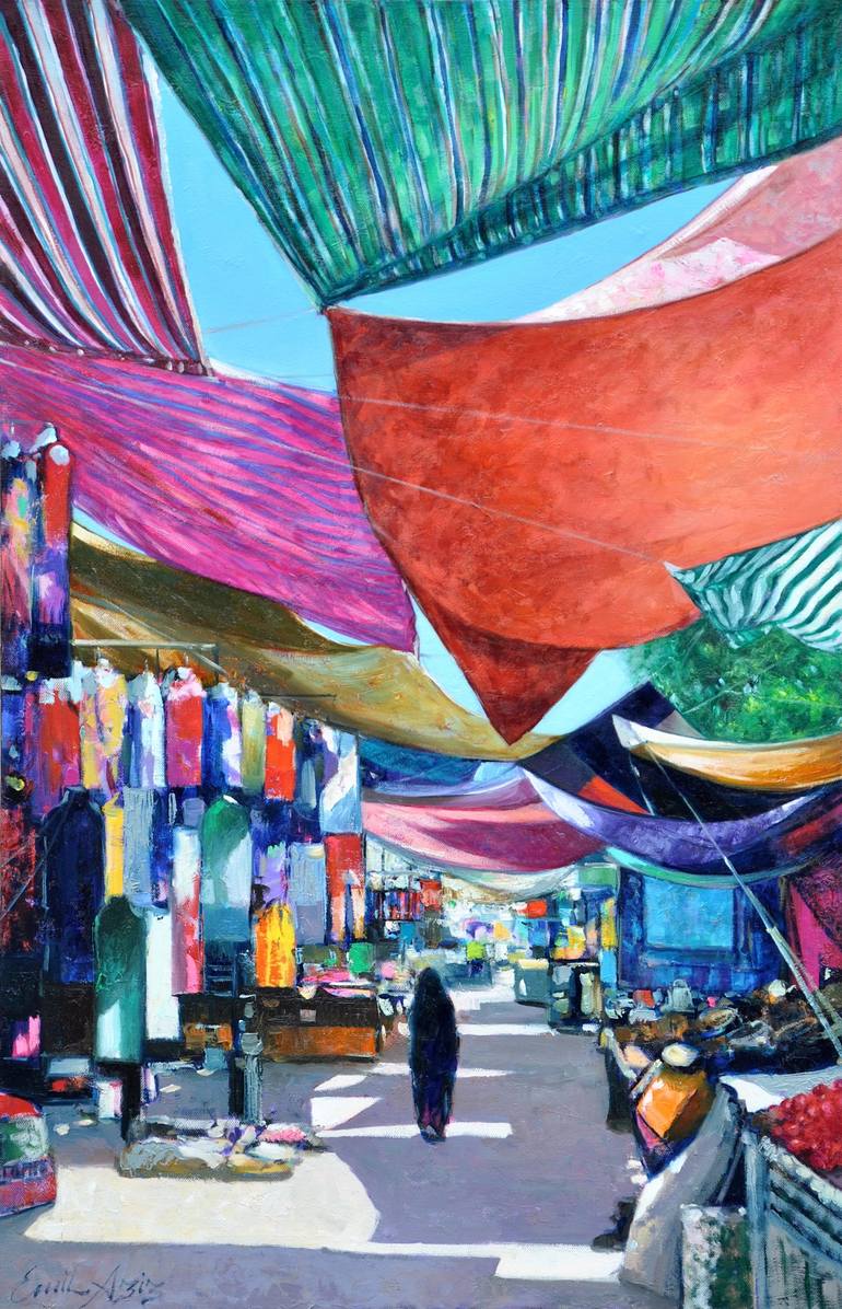 Morocco Bazaar Painting by Emil Aziz | Saatchi Art