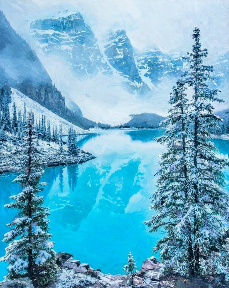 Moraine Lake Painting by Jacqueline Robert-Choptuik | Saatchi Art