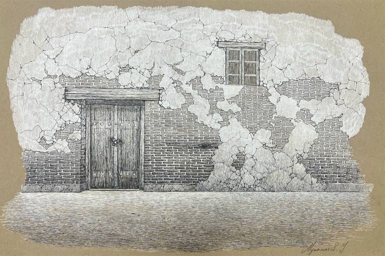 Old house of Bukhara. Drawing by Ulugbek Mukhamatov | Saatchi Art