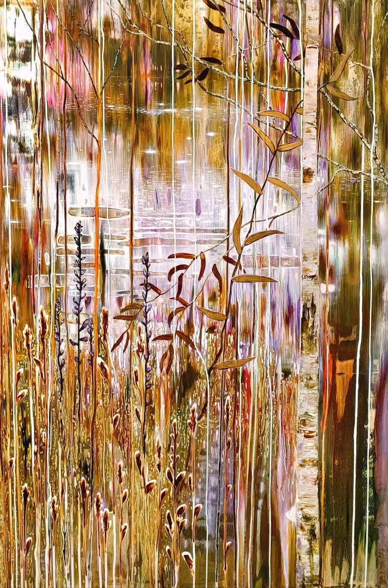 Magic forest lake Painting by Kristine Kvitka | Saatchi Art