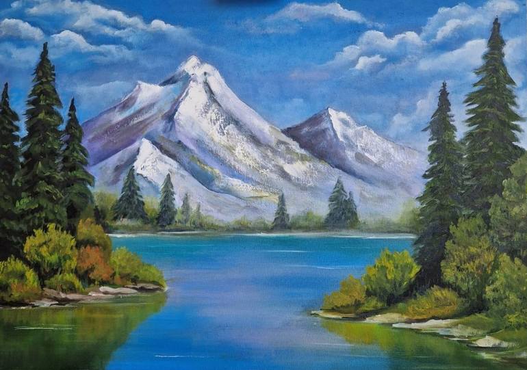 Landscape Symphony: Forest Mountainscape - Oil Painting by Luybov ...