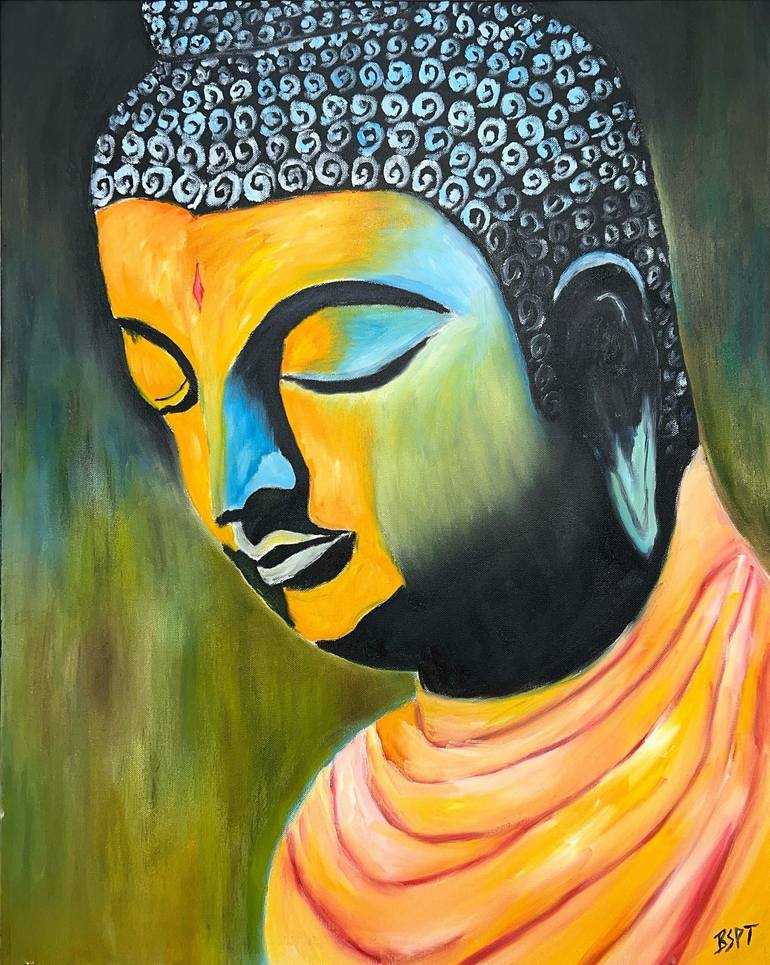So Calming Buddha - Handmade Original Oil painting Painting by Devaki ...
