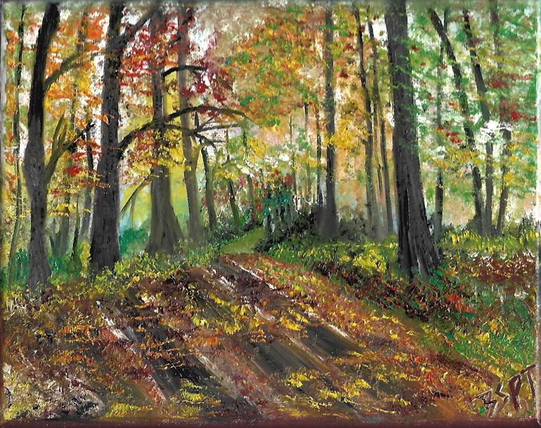 Framed Fall Oil Painting - Original Artwork Painting by Devaki Praveen ...