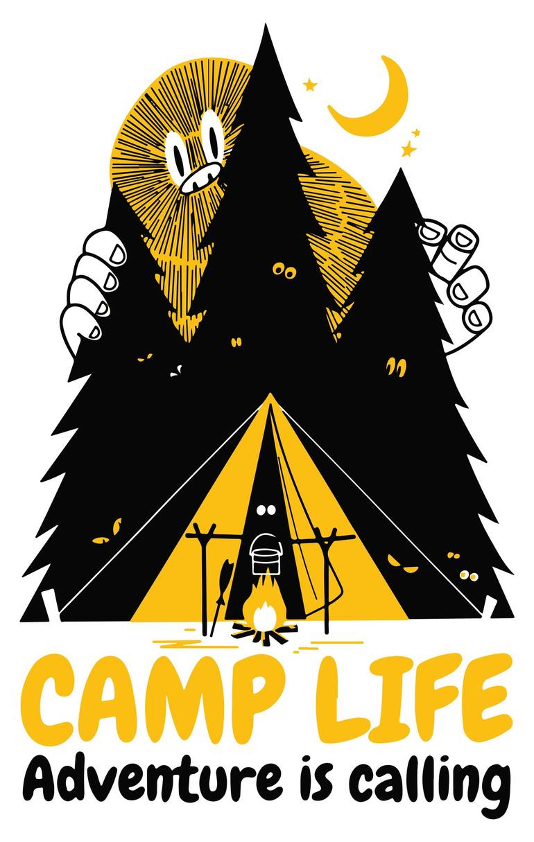 Funny Camping Monster Camp Life Adventure Drawing by Ramy Salah Hefny ...