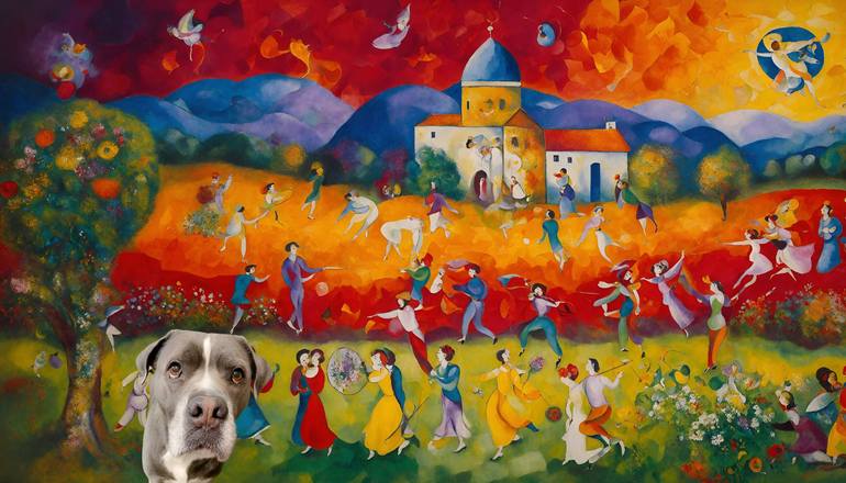 Face of Dog at the Celebration of Chagall Digital by Muckles Figtree ...