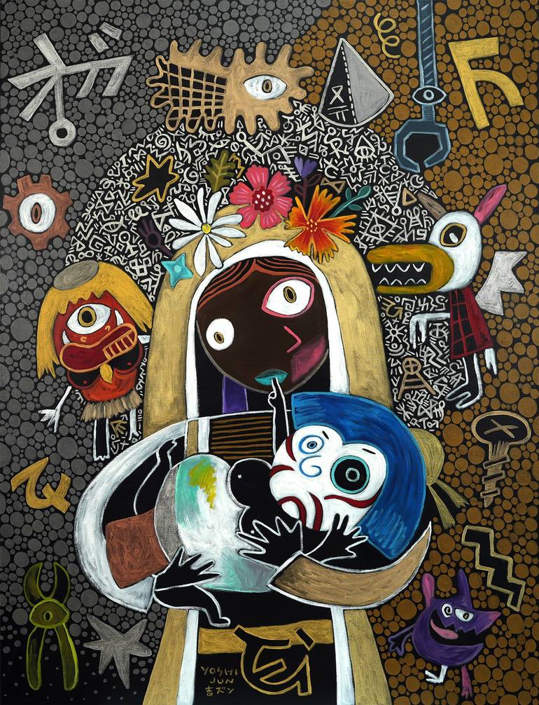 #3/The Virgin Mary & Sumo Baby/W91XH116.8/Oil/2024 Painting by Jun ...