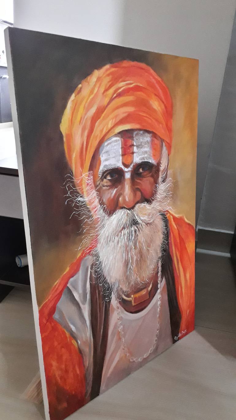 Indian Saint Painting by Rajib Das | Saatchi Art