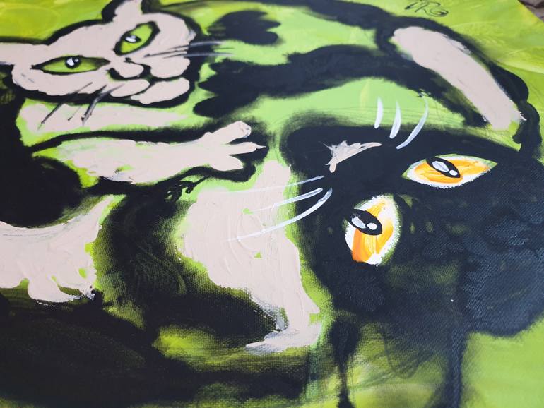 Yin and Yang Cats Painting by Kanat Ibragimov | Saatchi Art