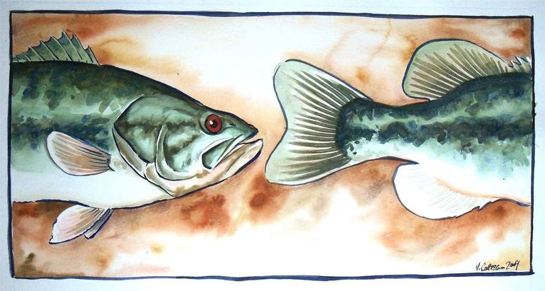 Largemouth Bass Painting by Nathan Corrigan | Saatchi Art