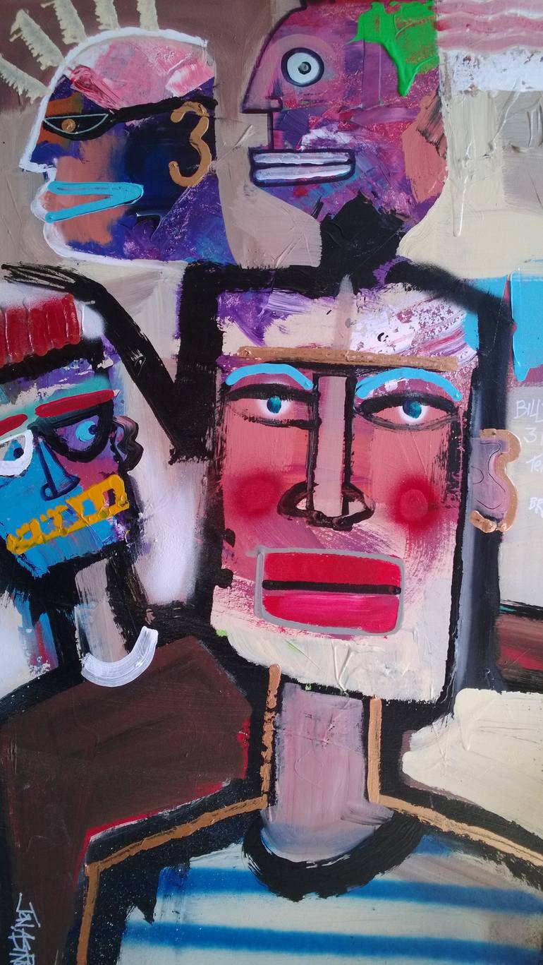 BILLY 3 HEADS Painting by Jon Astrop | Saatchi Art