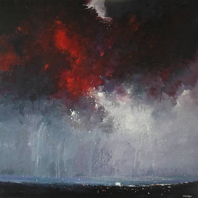Red Storm Passing Over Painting by Mark H Wilson | Saatchi Art