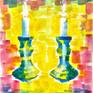 Bright Shabbat Candles Painting by rhonda roth | Saatchi Art